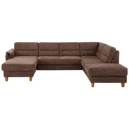 Home Affaire Wohnlandschaft &raquo;Palmera U-Form, B: 308 cm&laquo; optional Schlaffunktion & Bettkasten, Federkern braun 100% Polyester;Struktur (100% Polyester)