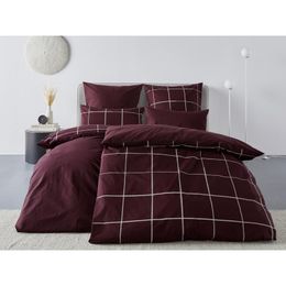 OTTO home Bettw&auml;sche &raquo;Nature&laquo; 2 Stk. Bettw&auml;sche in unregelm&auml;&szlig;igem Karo-Muster rot Renforc&eacute;, Obermaterial: 100% Baumwolle B/L: 155cm x 220cm, 1 Stk., 1