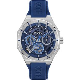 Hugo Herren Hugo Multifunktionsuhr &raquo;#GRAIL SKELETON&laquo; Armbanduhr, Quarzuhr, Herrenuhr, Datum, Silikonarmband blau Einheitsgr&ouml;&szlig;e
