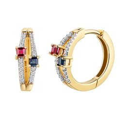 Firetti Damen Paar Creolen &raquo;Schmuck Geschenk Gold 333 Ohrschmuck Ohrringe mehrreihige Optik&laquo; mit Rubin, Saphir 15mm, Gelbgold 333