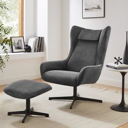 Salesfever Sessel &raquo;Savannah Bequemer Sessel&laquo; Set, 2 Stk. tlg. mit Drehfunktion grau Cordstoff (92% Polyester, 8% Polyamid), Metall Cord, Sessel und 