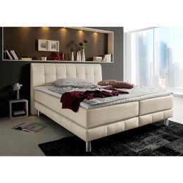 Home Affaire Boxspringbett &raquo;Cafone&laquo; inkl. Topper, 5 Breiten, 3 Matratzenarten und 3 H&auml;rtegraden w&auml;hlbar beige Bezug der Spiegelfl&auml;che Matratzendrell 