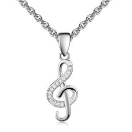 Firetti Damen Kette mit Anh&auml;nger &raquo;Schmuck Geschenk Silber 925 Halsschmuck Ankerkette Notenschl&uuml;ssel&laquo; Made in Germany - mit Zirkonia (synth.) Silber 
