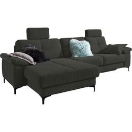 3C Carina Ecksofa &raquo;Burnaby bequem und modern, L-Form&laquo; 2 Kopfst&uuml;tzen, optional mit Schlaf- und motorischer Relaxfunktion grau Chenille-Optik (59, 7% 