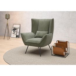 Home Affaire Sessel &raquo;Kilrea Relaxsessel, Ohrensessel&laquo; Extra hohe R&uuml;ckenlehne gr&uuml;n 88% Polyester, 12% Polyacryl Cord, B/H/T: 90cm x 112cm x 94cm