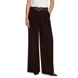 Zero Damen Anzughose "Damen mit weitem Bein", braun, Gr. 34, Obermaterial: 78% Polyester, 18% Viskose, 4% Elasthan, Hosen, G&uuml;rtel