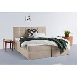 Home Affaire Boxbett &raquo;Carde&laquo; wahlweise mit Bettkasten, in H2, H3 & H4 erh&auml;ltlich beige Struktur ohne Bettkasten, Liegefl&auml;che B/L: 200cm x 200cm, H2 + 