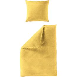 Bierbaum Bettw&auml;sche &raquo;Chic Uni&laquo; 2 Stk. Schickes Unidesign: Modern und elegant f&uuml;r jedes Schlafzimmer gelb Seersucker, Obermaterial: 100% Baumwolle B/L: