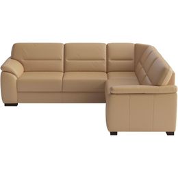 Sit & More sit&more Ecksofa &raquo;Montego Leder, L-Form, B: 255cm&laquo; wahlweise mit Schlaffunktion und Schubkasten beige B/H/T: 255cm x 88cm x 225cm, NaturLEDER Stoff, 