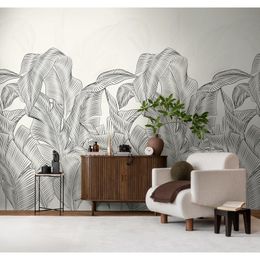 Livingwalls living walls Vliestapete &raquo;Vibes & Styles Linea Botanica &ndash; Jungle Outline Fototapete&laquo; floral leicht strukturiert Minimalistisches Blattdesign mit 