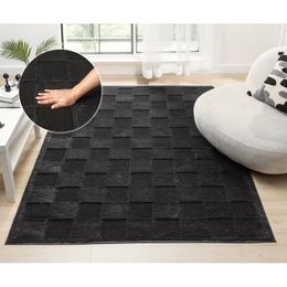OTTO home Teppich &raquo;Belion, Hoch-Tief-Struktur, Karo-Muster&laquo; rechteckig 19 mm H&ouml;he leichter Glanz, Schachbrettmuster, Modern, Wohnzimmer, Schlafzimmer 