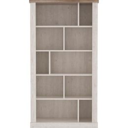 FORTE Aktenregal &raquo;Duro&laquo; H&ouml;he 212 cm, B&uuml;cherregal im Landhausstil wei&szlig; Holzwerkstoff B/H/T: 114,4cm x 212cm x 41,3cm, 10 Stk. offene F&auml;cher