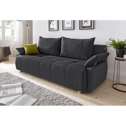 Collection AB Schlafsofa &raquo;Funtastic, B: 212 cm, Liegel. 145x187 cm&laquo; Schlaffunktion, Bettkasten, Armteilverstellung & Zierkissen, Federkern grau 