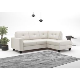 OTTO home Ecksofa &raquo;Varese&laquo; wahlweise mit Schlaffunktion und Bettkasten wei&szlig; B/H/T: 226cm x 91cm x 170cm, NaturLEDER , Ottomane rechts,mit Bettfunktion