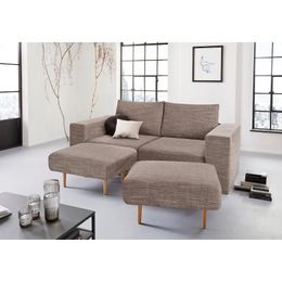 LOOKS by Wolfgang Joop 3-Sitzer &raquo;Looksv&laquo; Verwandlungssofa: aus Sofa wird Sofa mit 2 Hockern beige B/H/T: 212cm x 96cm x 107cm, Struktur, 2 Hocker 