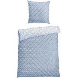 Schiesser Bettw&auml;sche &raquo;Mabel aus weicher Baumwolle mit abstraktem Muster&laquo; 2 Stk. MADE IN GREEN by OEKO-TEX blau Renforc&eacute;, Obermaterial: 100% Baumwolle B/L: 155cm