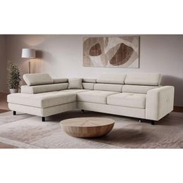 OTTO home Ecksofa &raquo;AADEN Schlafsofa 254 cm - OTTO. Verl&auml;ssliche Qualit&auml;t.&laquo; mit Bettfunktion, Bettkasten, Kopfst&uuml;tzen, rechts/links bestellbar beige 