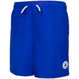 Converse Jungen Badeshorts, blau, Gr. 128, bestickt, unifarben, Popeline, Polyester, Badehosen, schnelltrocknendes Material, leichtes Obermaterial