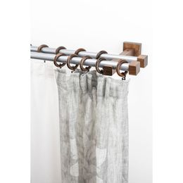 Garesa Gardinenstange &raquo;CUBUS&laquo; &Oslash; 20 mm 2 l&auml;ufig-l&auml;ufig Wunschma&szlig;l&auml;nge Vorhanggarnitur, verl&auml;ngerbar, Endkappe, mit Ringe braun Holzwerkstoff, Metall B/