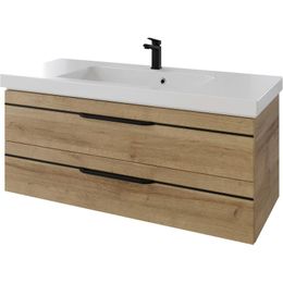 Waschtisch &raquo;Serie Balto Mineralmarmor-Waschtisch mit Unterschrank, 123 cm breit&laquo; 2 Stk. tlg. Waschplatz mit 2 Schubladen, Badschrank in verschiedenen 