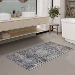 Wecon Home Badematte &raquo;Ralph&laquo; H&ouml;he 0,5 mm fu&szlig;bodenheizungsgeeignet Vintage, waschbar, rutschfest, schnell trocknend, weich, Badteppich grau Polyester 