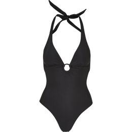 Urban Classics Damen Badeanzug "Urban Classics Damen Ladies Recycled Neckholder Swimsuit", schwarz, Gr. XS, 83% Polyester, 17% Elasthan, Badeanz&uuml;ge