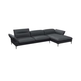 FLEXLUX Ecksofa &raquo;Salino, Funktionssofa mit Recamiere, Relaxsofa, Ecksofa&laquo; Sofa mit Arm- und Kopfteil-Verstellungen, Kaltschaum & Stahl-Wellen schwarz 