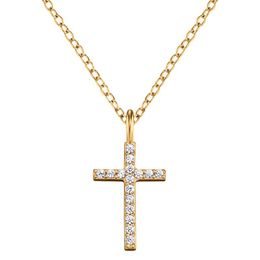 Engelsrufer Damen Kette mit Anh&auml;nger &raquo;Kreuz&laquo; mit Zirkonia (synth.) gold Silber 925 (Sterlingsilber), L: 42 B: 1,2mm