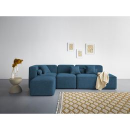 Home Affaire Ecksofa &raquo;Sundstrup L-Form&laquo; Modulserie, individuelle Zusammenstellung blau 100% Polyester B/H/T: 303cm x 76,5cm x 93cm, Struktur weich, 