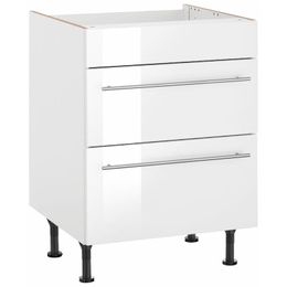 Optifit Kochfeldumbauschrank &raquo;Bern&laquo; 60 cm breit, mit 2 Ausz&uuml;gen, mit h&ouml;henverstellbare F&uuml;&szlig;e wei&szlig; wei&szlig;, B/H/T: 60cm x 87cm x 58,4cm, Schubladen: 2 Stk.