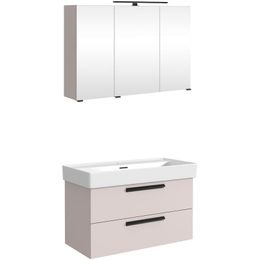 Welltime Badm&ouml;bel-Set &raquo;SALVADA, 2tlg-Set, ged&auml;mpfte Scharniere, Softclose, Keramikbecken&laquo; Ma&szlig;e (B/T/H): 100/47,5/200 cm beige MDF B/H/T: 100cmcm x 
