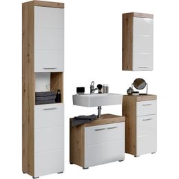 Welltime Badm&ouml;bel-Set &raquo;Avena&laquo; Set, 4 Stk. tlg. wei&szlig; Holzwerkstoff, Kunststoff, Metall Einheitsgr&ouml;&szlig;e
