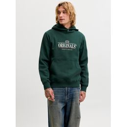 Jack & Jones JACK & JONES Herren Kapuzensweatshirt "JORFREDERIKSBERG GRAPHIC BOX SWEAT HOOD", gr&uuml;n, Gr. L, bedruckt, angeraute Sweatware, Obermaterial: 70%