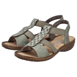 Rieker Damen Sandale Sommerschuh, Schlupfschuh mit Gummizug f&uuml;r guten Sitz gr&uuml;n 36