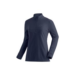 Maier Sports Damen Fleecepullover "Denise HZ W", blau, Gr. 40, 100% Polyester, Sweatshirts, Damen Midlayer, pflegeleichtes Half-Zip Fleece