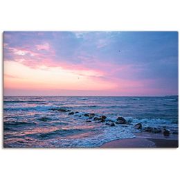 Artland Leinwandbild &raquo;Tagesbeginn am sch&ouml;nen Ostseestrand&laquo; Gew&auml;sser 1 Stk. tlg. auf Holzrahmen gespannt lila Leinwand B/H/T: 60cm x 40cm, Leinwandbild 