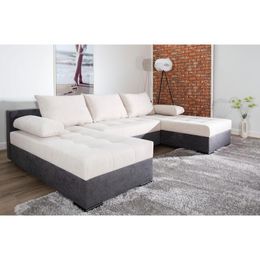 Collection AB Wohnlandschaft &raquo;Josy U-Form, B: 269 cm&laquo; Schlaffunktion & Bettkasten, Federkern grau 100%Polyester B/H/T: 269cm x 41cm x 161cm, 