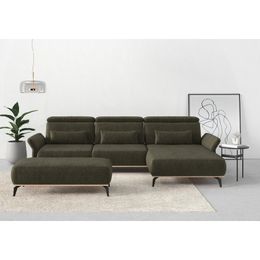 Home Affaire Ecksofa &raquo;Fjord L-Form&laquo; massiv, wahlweise mit Armlehnfunktion, Kopf- Sitztiefenverstellung gr&uuml;n 100% Polyester B/H/T: 324cm x 93cm x 184cm
