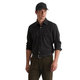 Marc O'Polo MARC O'POLO Herren Langarmhemd, schwarz, Gr. M, Obermaterial: 100% Baumwolle, Hemden, In softer, leichter Flanell-Qualit&auml;t