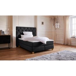 Home Affaire Boxspringbett &raquo;Harmones hoch&laquo; in 3 Breiten, H&auml;rtegrad auch im Mix mit je 1 Matratze in H2 und H3 grau Struktur (100% Polyester) Struktur,