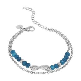 Tom Tailor Damen Tom Tailor Armband &raquo;Schmuck Geschenk Edelstahl Infinity Unendlichkeitsschleife&laquo; mit Glassteine 20cm, Edelstahl
