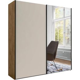 Wiemann Schwebet&uuml;renschrank &raquo;Monaco&laquo; hochwertige Beschl&auml;ge braun Holzwerkstoff, Kristallglas Bianco-Eiche-Nachbildung, B/H/T: 197,3cm x 217cm x 67cm, 
