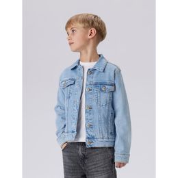 name it Herren Jeansjacke &raquo;NKMJAGGER f&uuml;r Jungen mit Brusttaschen und elastischem Denim&laquo; regular fit, Denim, Abriebeffekte, Umlegekragen blau 110