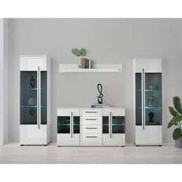 Home Affaire Wohnwand &raquo;Cantara, Anbauwand, Wohnzimmer-Set, in Eiche Evoke, Wei&szlig; oder Kaschmir&laquo; Set, 4 Stk. tlg. wei&szlig; Holzwerkstoff B/H/T: 270cmcm x 