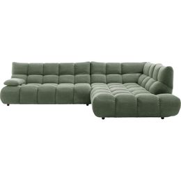 Home Affaire Ecksofa &raquo;Cozy Bubble, mit klappbarer Armlehne, Breite 324 cm&laquo; mit eleganter Steppung, Rundumbezug & weicher Polsterung gr&uuml;n 95% Polyester