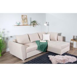 Collection AB Ecksofa &raquo;Jana L-Form, B: 220 cm&laquo; Schlaffunktion, Bettkasten & 1 Zierkissen, Federkern beige 100%Polyester B/H/T: 220cm x 42cm x 161cm, 