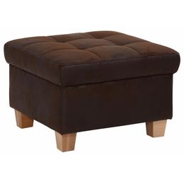 Home Affaire Hocker &raquo;Corby&laquo; braun Struktur fein (100% Polyester);Chenille (100% Polyester);NaturLEDER (echtes Rindsleder) auf Sitzfl&auml;che, Kunstleder 