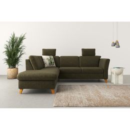 Home Affaire Ecksofa &raquo;Trelleborg L-Form&laquo; Federkern-Polsterung, wahlweise mit Schlaffunktion und Stauraum gr&uuml;n 100% Polyester B/H/T: 252cm x 86cm x 