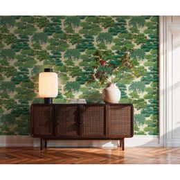 A.S. Cr&eacute;ation Vliestapete &raquo;Cuba II Tropical Garden Trees&laquo; Retro floral tropisch leicht strukturiert Stilisiertes Naturmotiv mit dekorativen B&auml;umen und Tiefe gr&uuml;n 