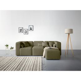 Home Affaire 3-Sitzer &raquo;Sundstrup L-Form&laquo; Modulserie, individuelle Zusammenstellung gr&uuml;n 93% Polyester, 6% Acryl, 1% Baumwolle B/H/T: 256cm x 76,5cm x 